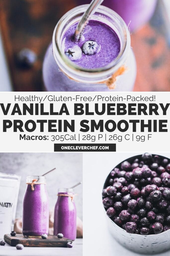 Vanilla Blueberry Protein Shake - One Clever Chef