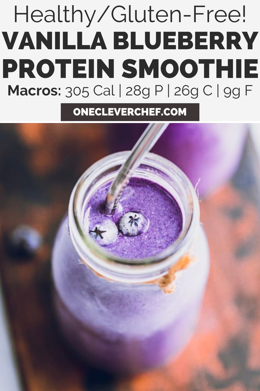 Vanilla Blueberry Protein Shake - One Clever Chef