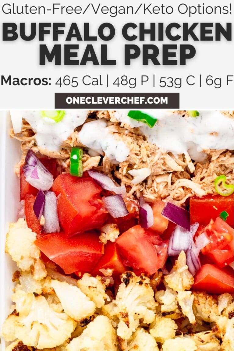Shredded Buffalo Chicken Meal Prep Bowls - One Clever Chef