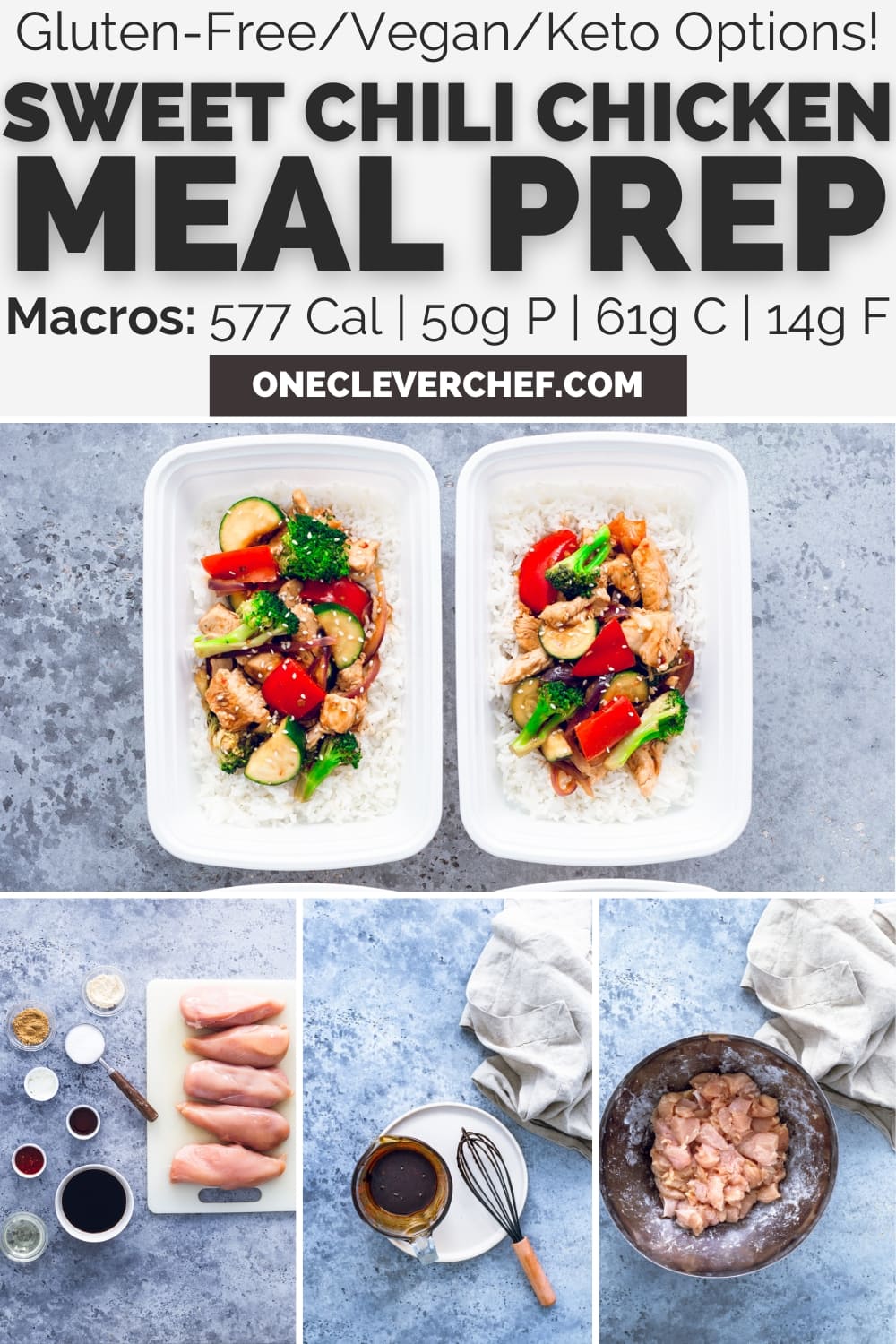 Sweet Chili Chicken Stir-Fry Meal Prep - One Clever Chef