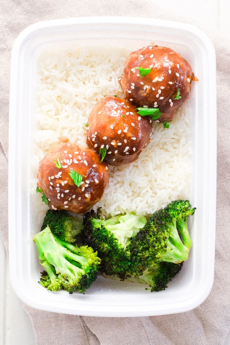 Teriyaki Turkey Meatballs Meal Prep - One Clever Chef